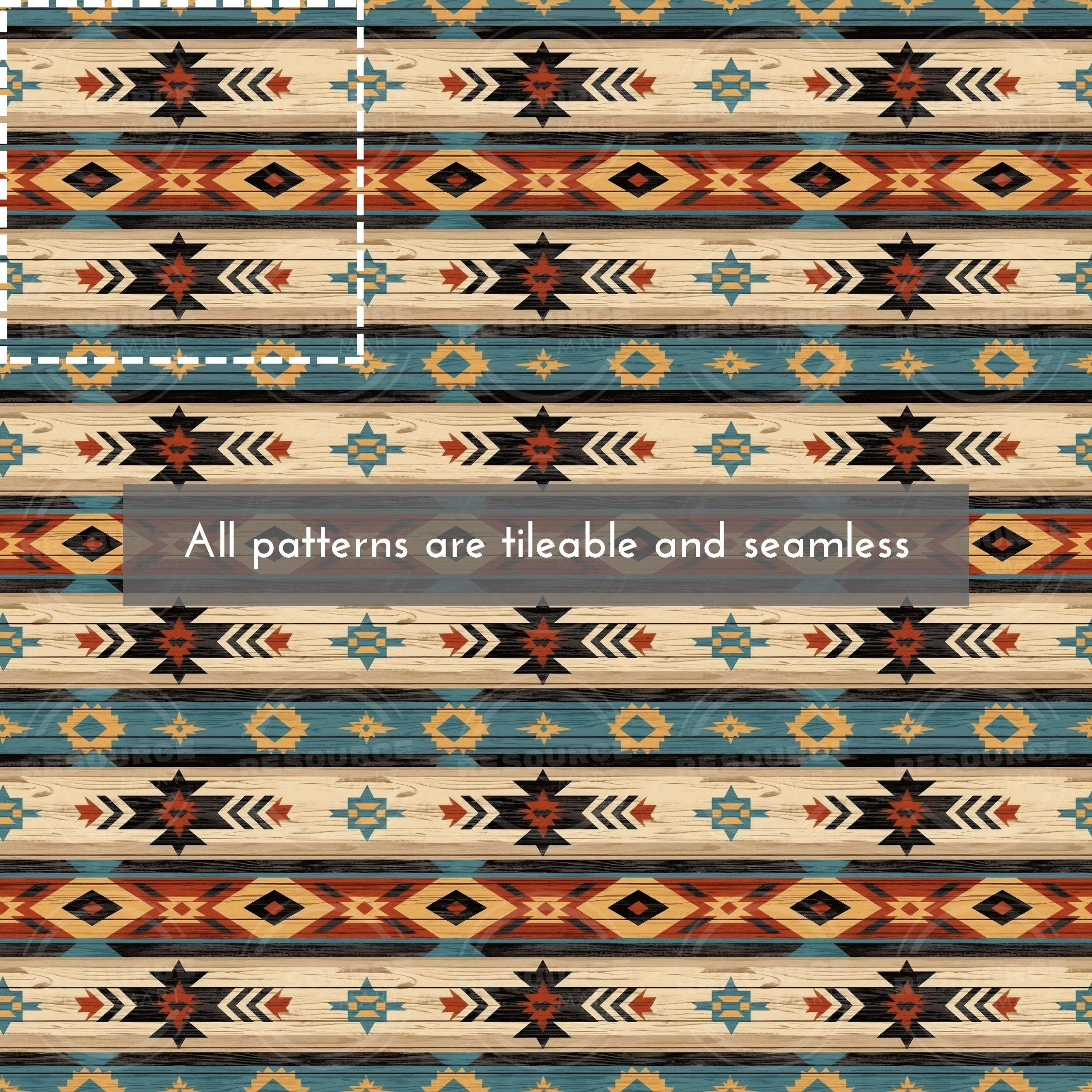 Seamless Southwestern Wood Digital Paper, Western Patterns, Aztec ...