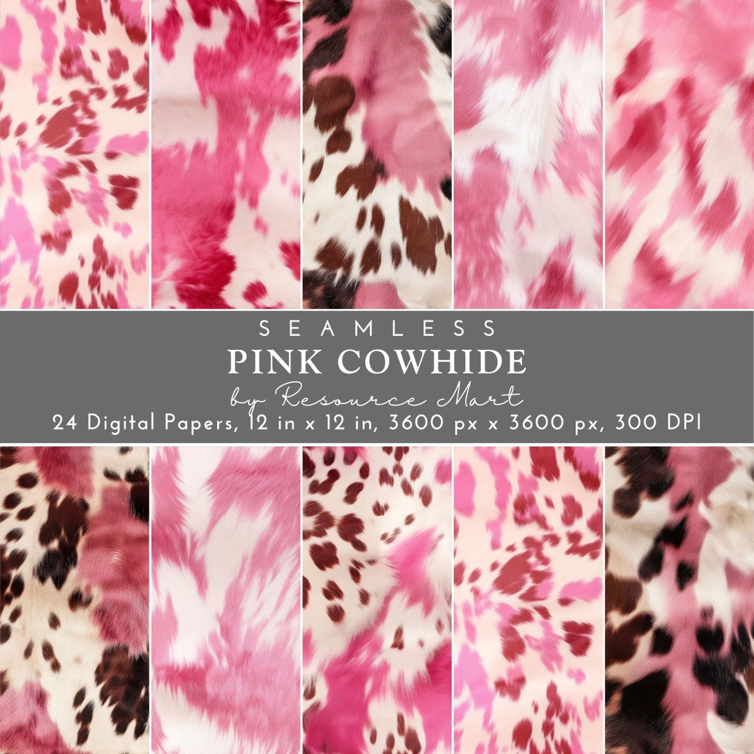 Seamless Pink Cowhide Digital Paper, Scrapbook, Tileable Leather ...
