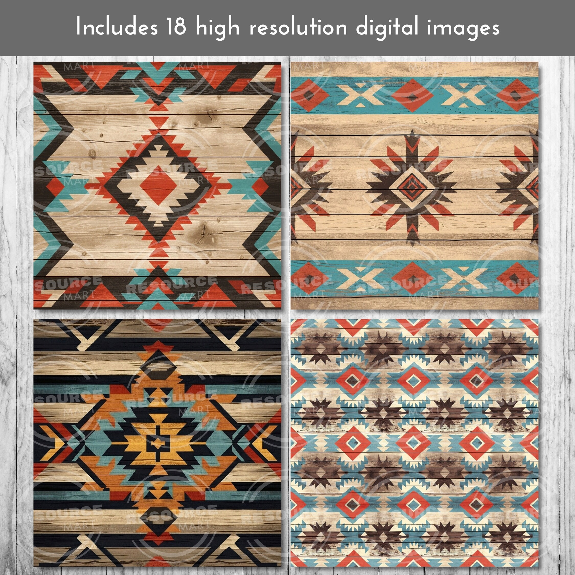 Seamless Southwestern Wood Digital Paper, Western Patterns, Aztec ...