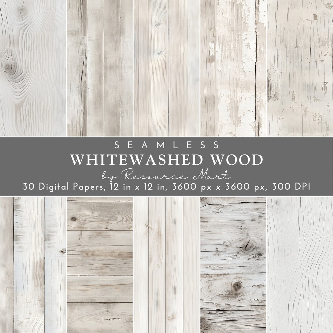 White Wood Digital Paper, Light Wooden Texture, Seamless Rustic Wood ...