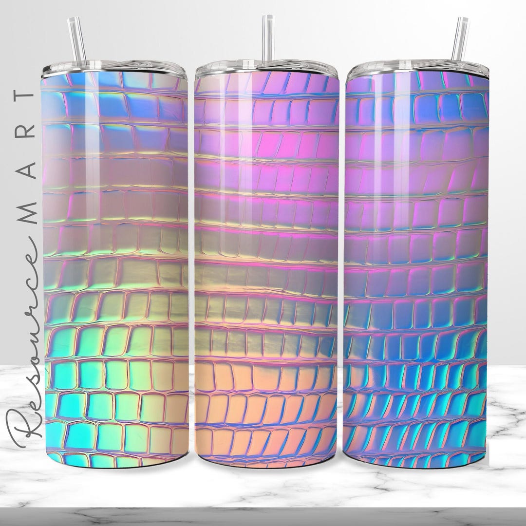 Holographic Croc Tumbler Wrap Design, 20oz Skinny Straight & Tapered ...