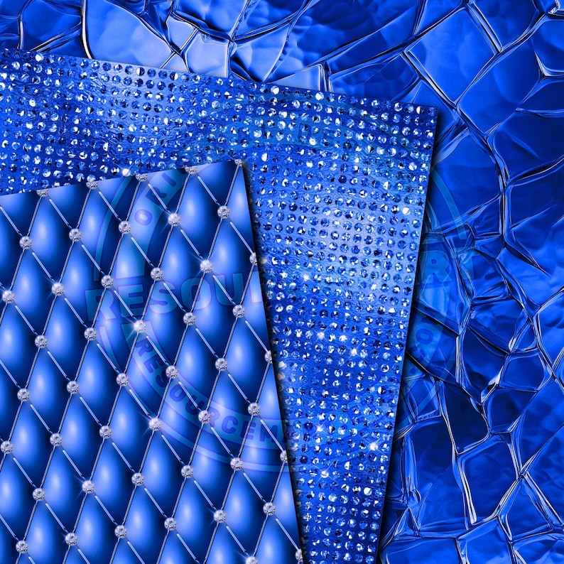 Luxury Glam Digital Paper, Royal Blue Scrapbook Journal Pages, Metallic ...