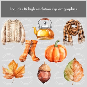 Cozy Fall Clip Art Transparent PNG Autumn Thanksgiving - Etsy