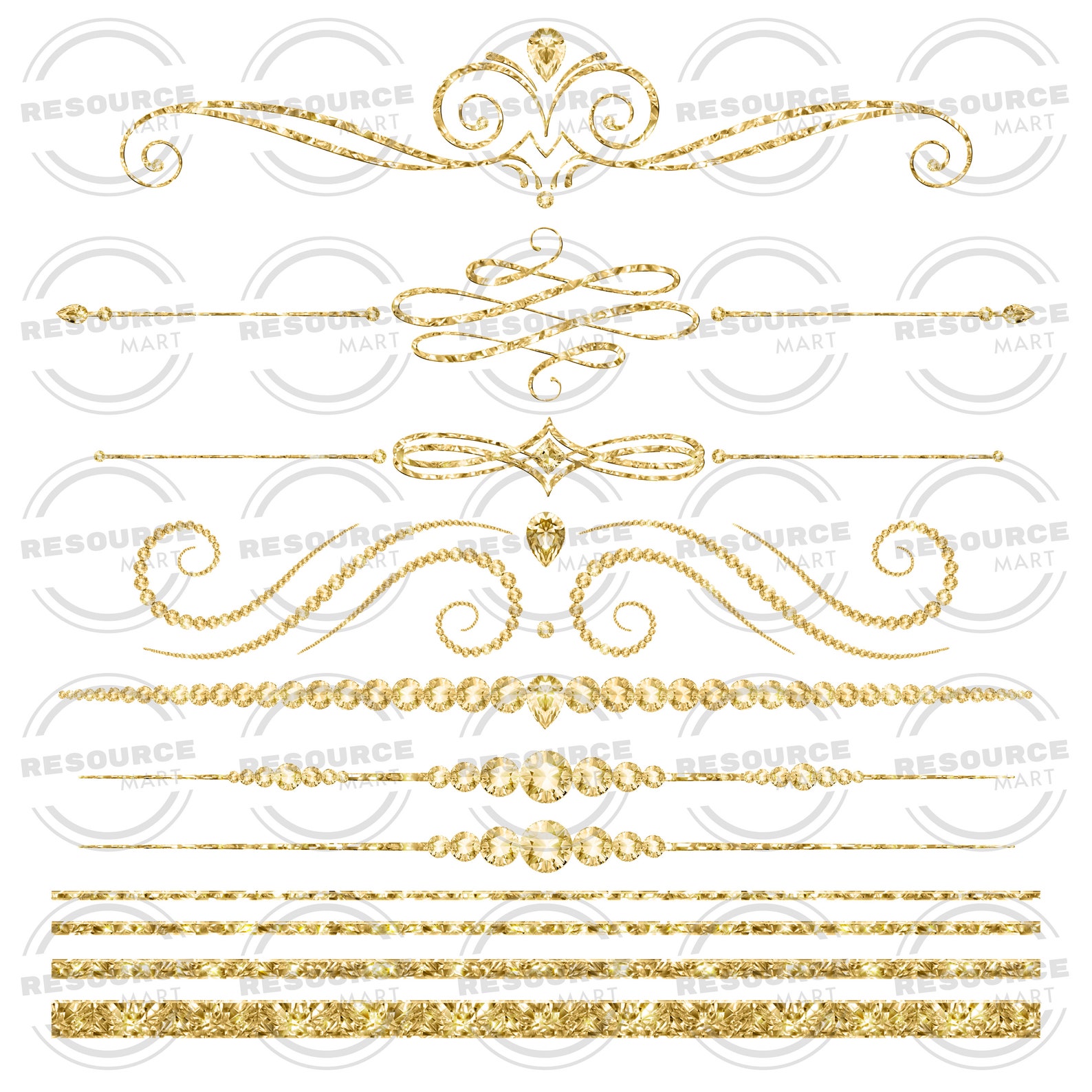 Gold Diamond Dividers Clipart Transparent PNG Luxe Luxury Glam Bling ...