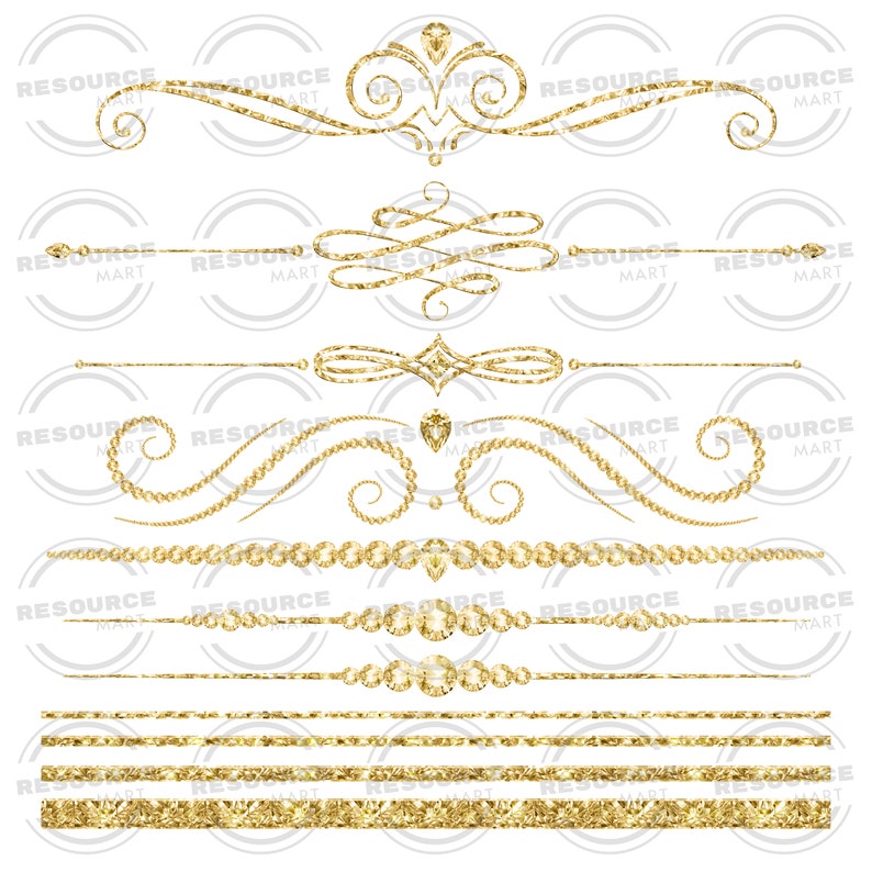 Gold Diamond Dividers Clipart Transparent PNG Luxe Luxury Glam Bling ...