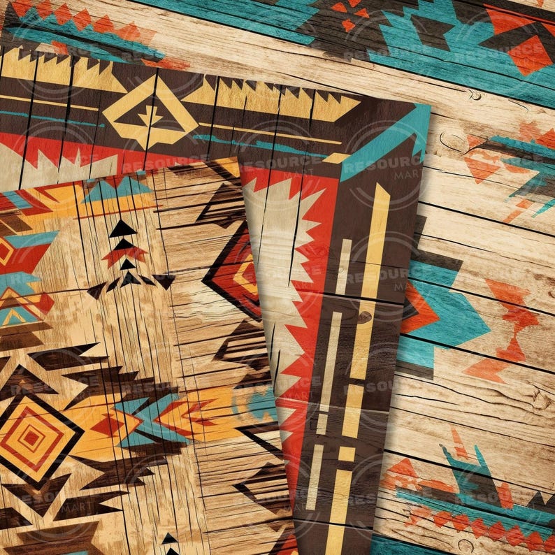 Seamless Southwestern Wood Digital Paper, Western Patterns, Aztec ...