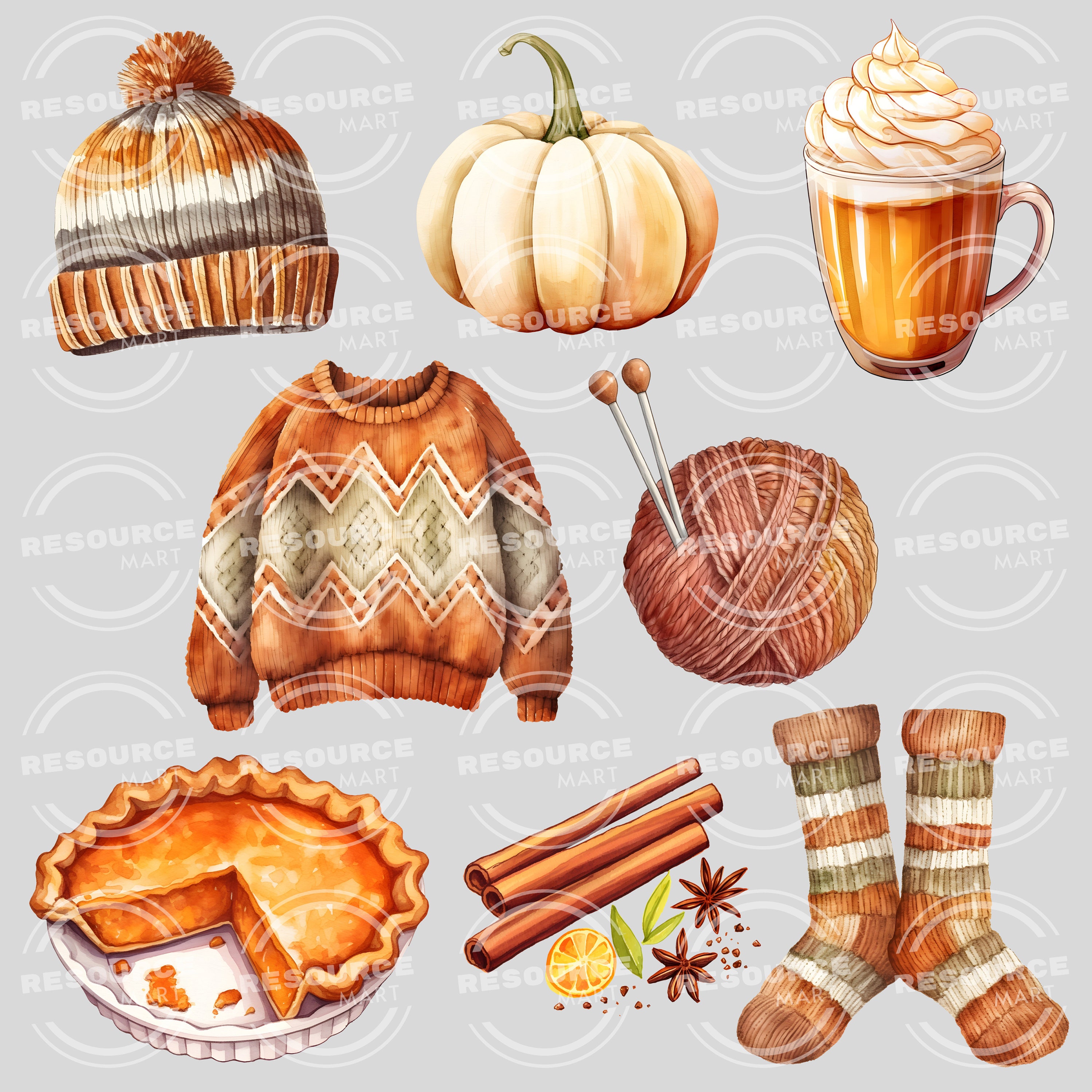 Cozy Fall Clip Art Transparent PNG, Autumn Thanksgiving Clipart ...