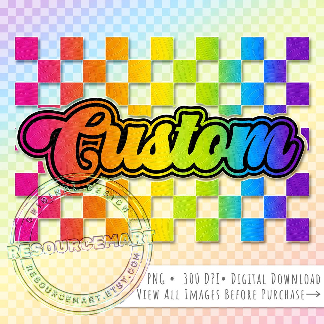 Custom Retro Checker PNG Graphic File, Personalized Nostalgic 80s 90s ...