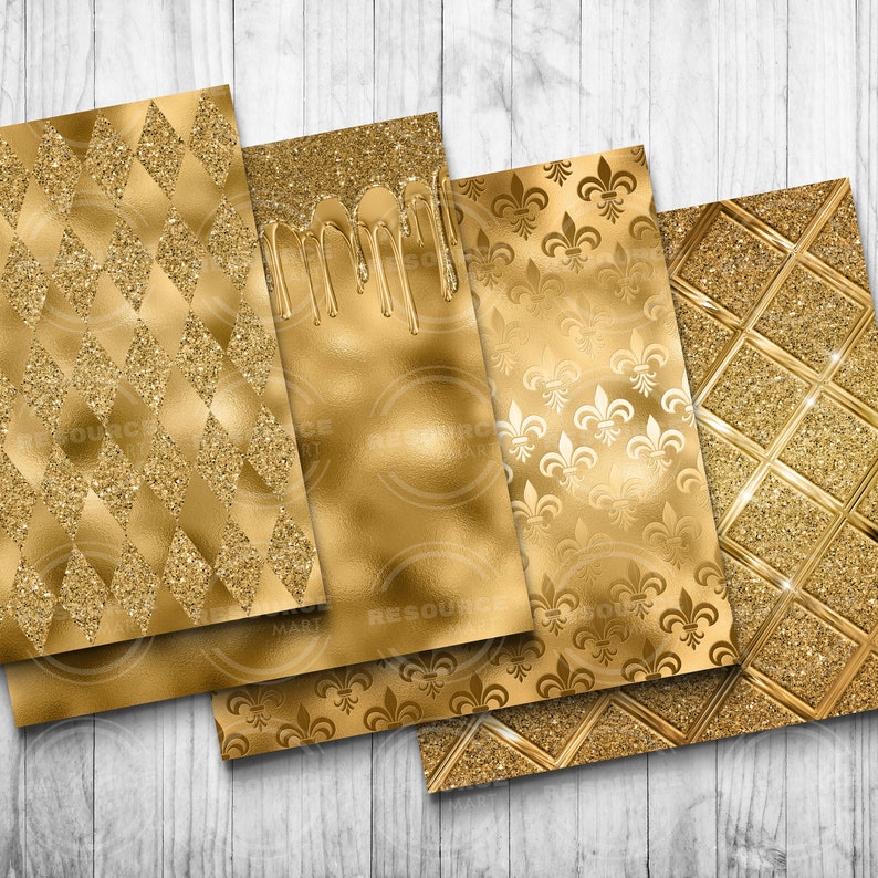 Luxury Glam Digital Paper, Gold Scrapbook Paper Printable Seamless ...