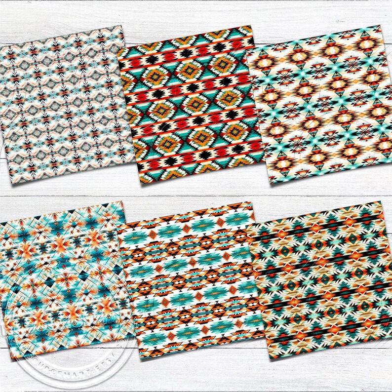 Seamless Southwestern Digital Paper, Western Patterns, Aztec Navajo ...