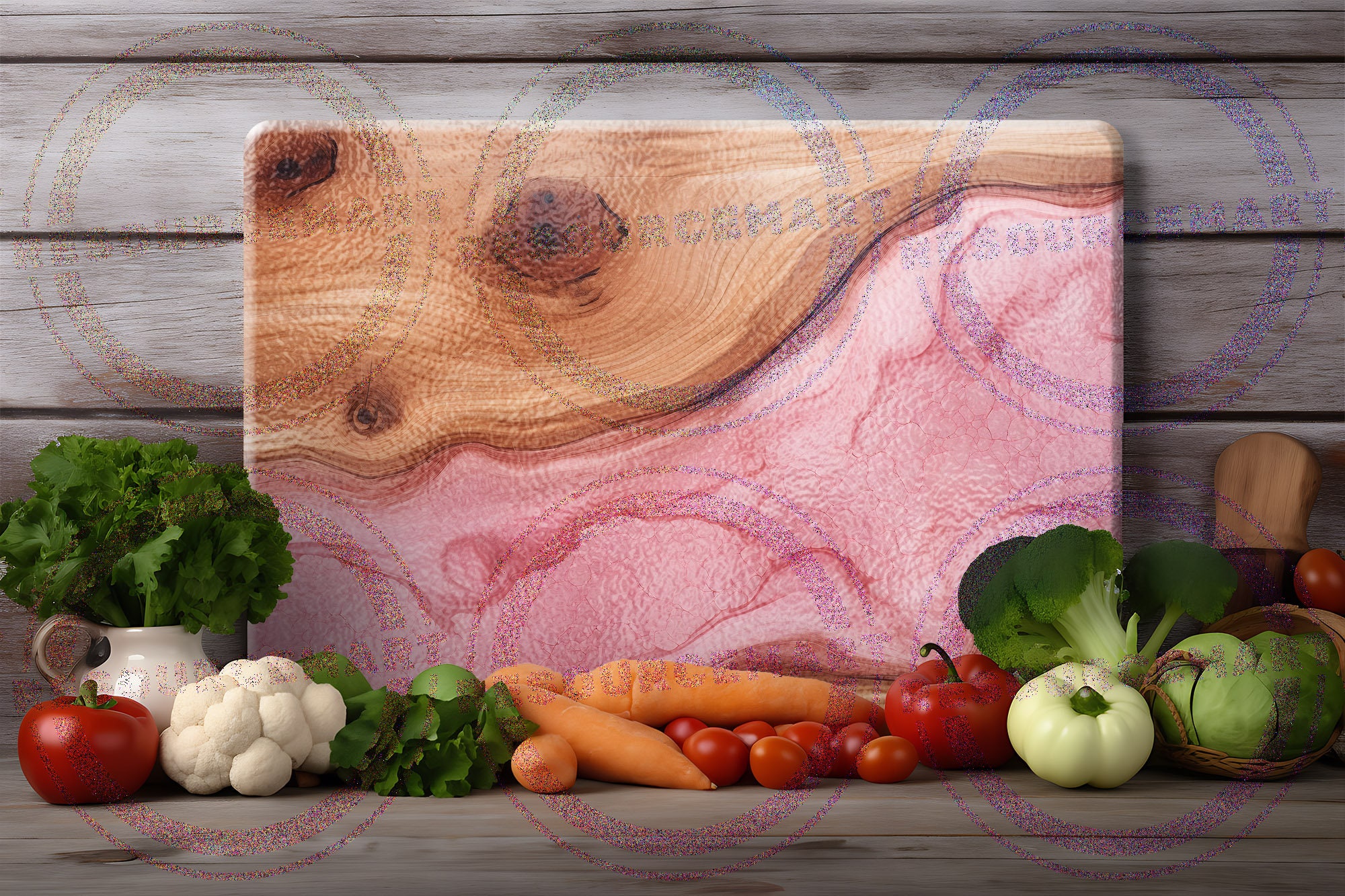 Rose Quartz & Wood Glass Sublimation Cutting Board Design, Large ...