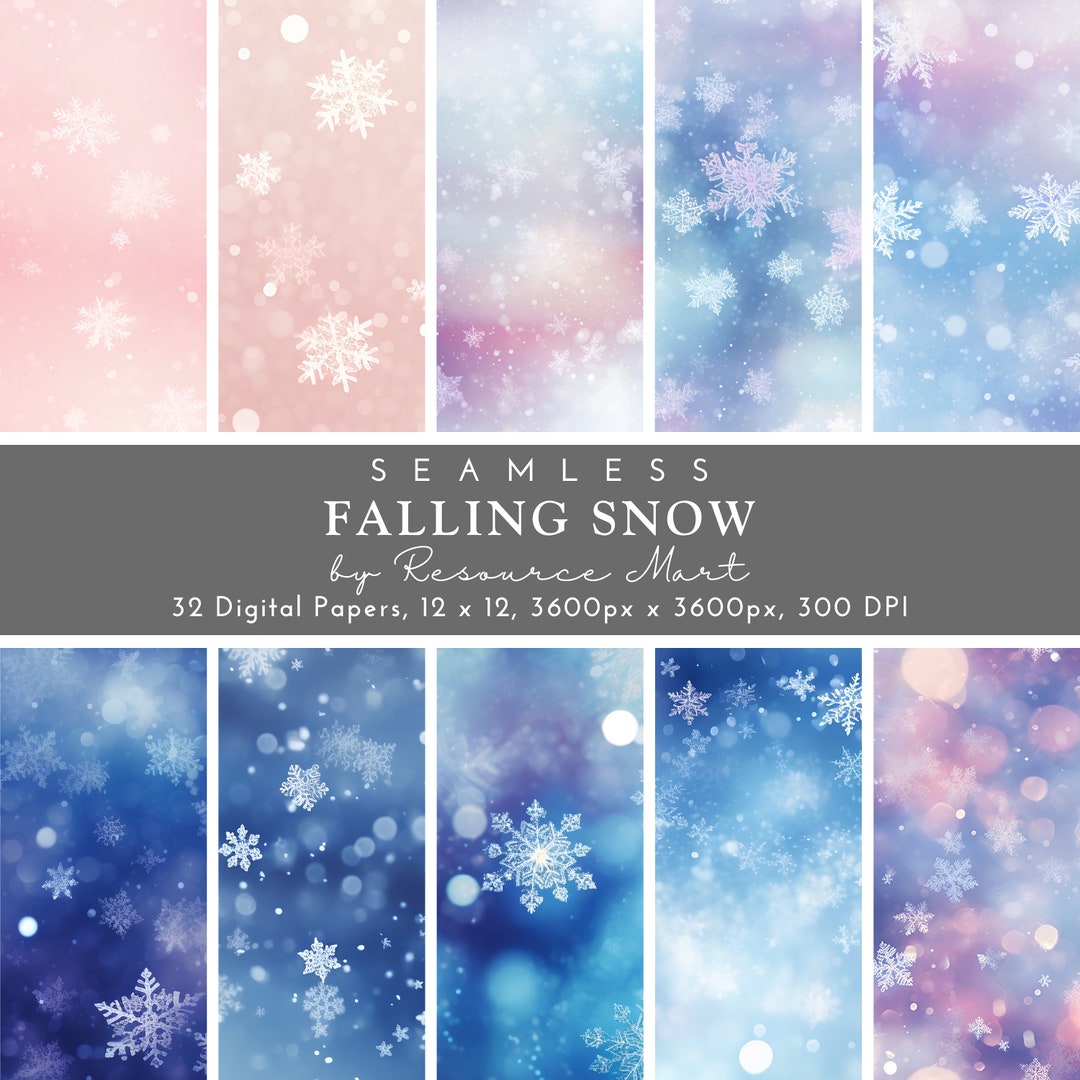 Seamless Falling Winter Snowflakes Digital Paper, Printable Scrapbook ...