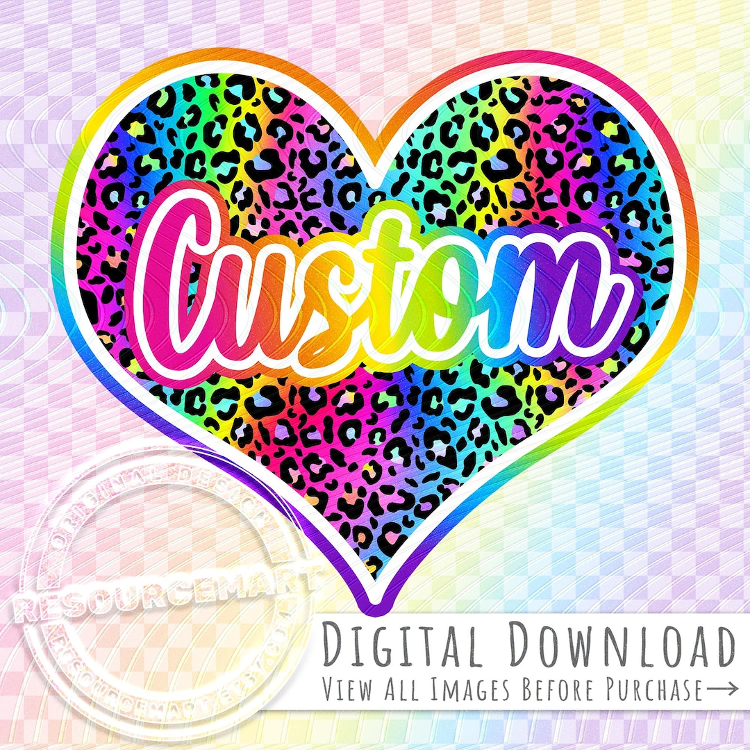 Custom Retro Cheetah Print Heart PNG Graphic File, Personalized ...