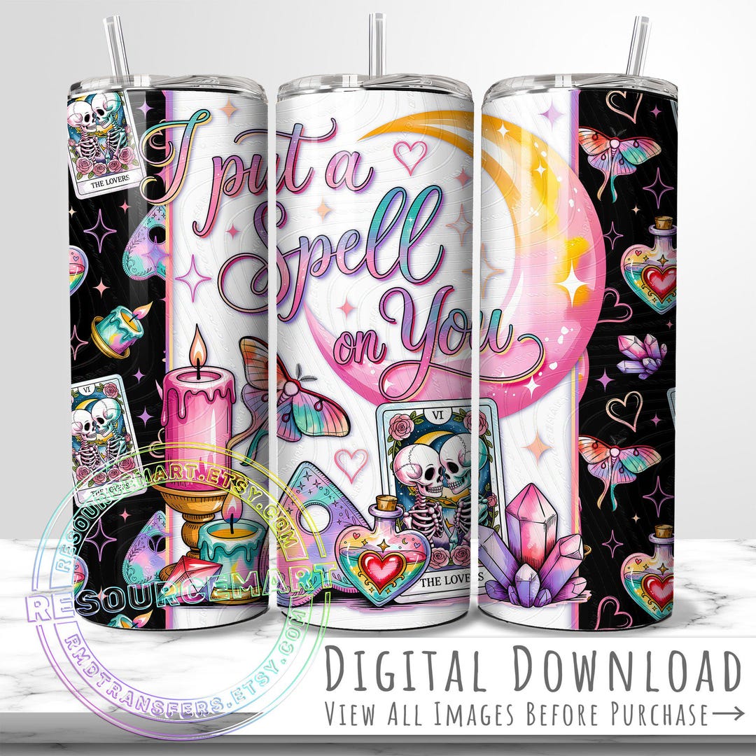 I Put A Spell on You 20oz Tumbler Wrap Sublimation PNG, Pastel Goth ...