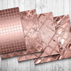 Luxury Glam Digital Paper Rosegold Printable Scrapbook Paper Seamless ...