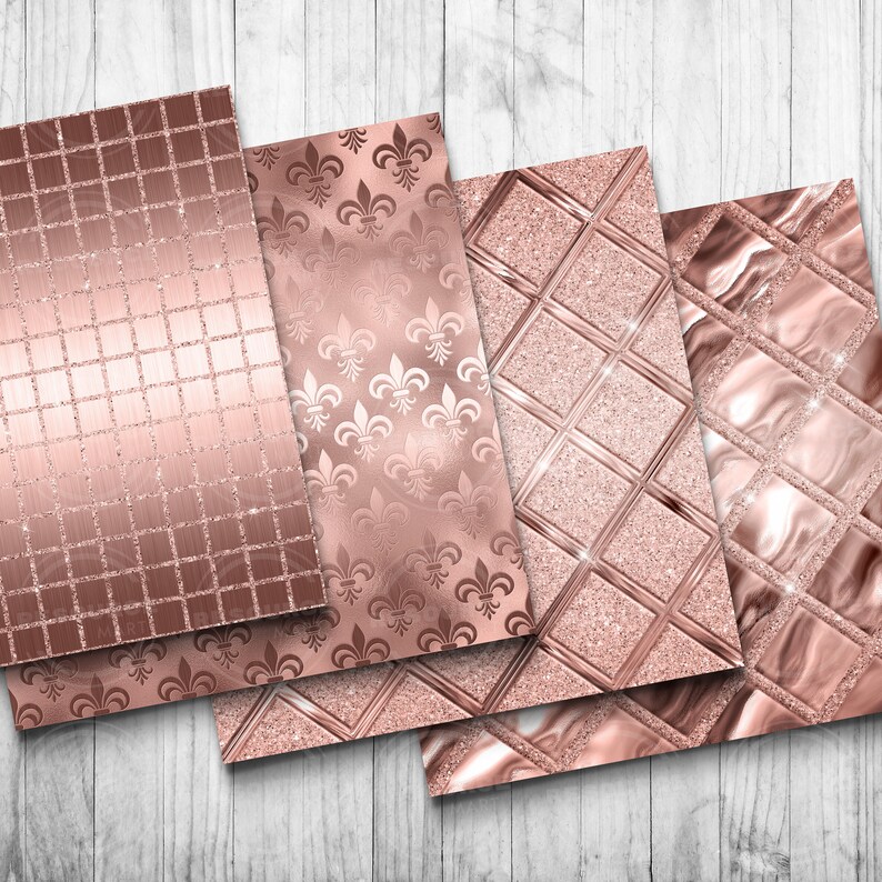 Luxury Glam Digital Paper Rosegold Printable Scrapbook Paper Seamless ...