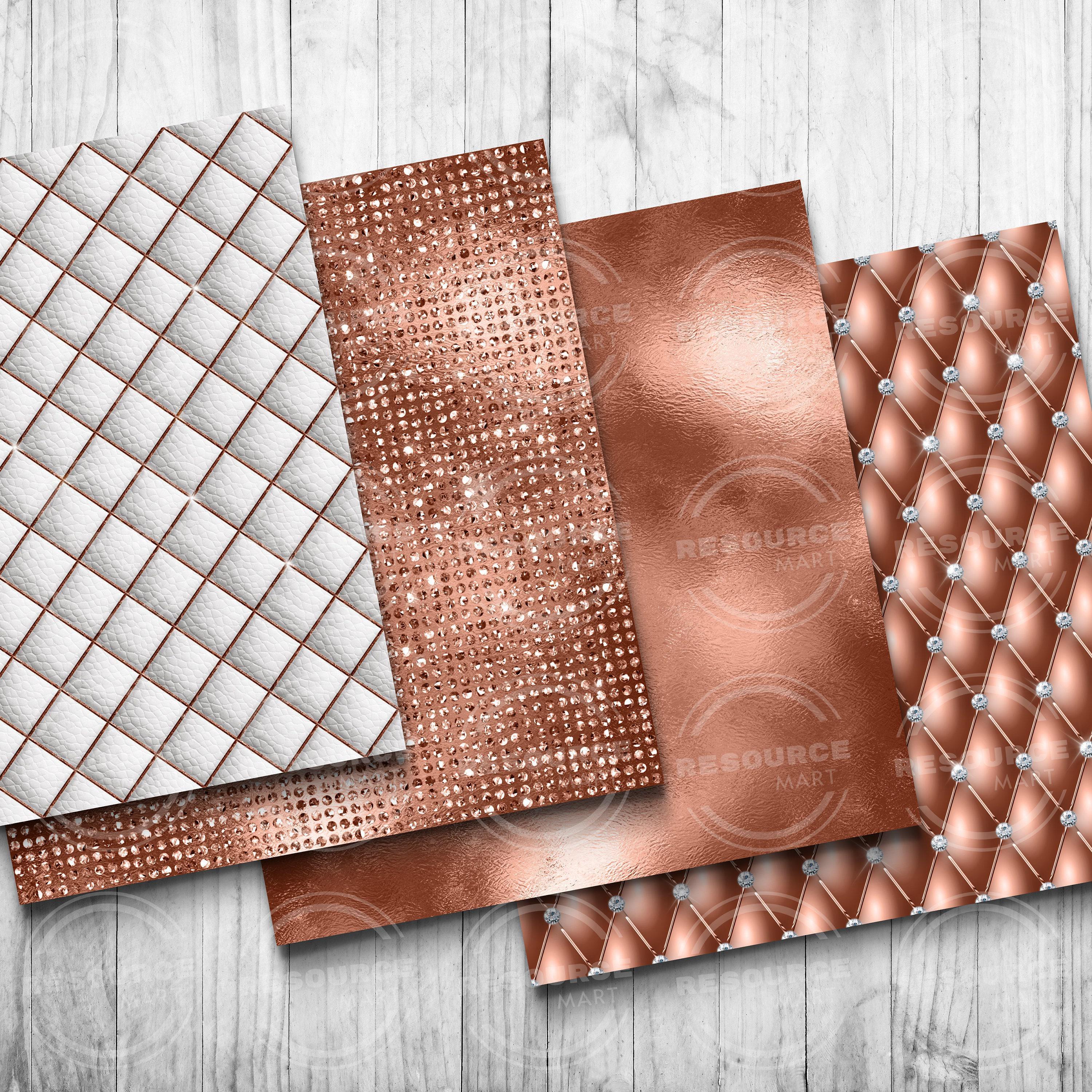 Luxury Glam Digital Paper, Copper Foil Printable Scrapbook Paper ...