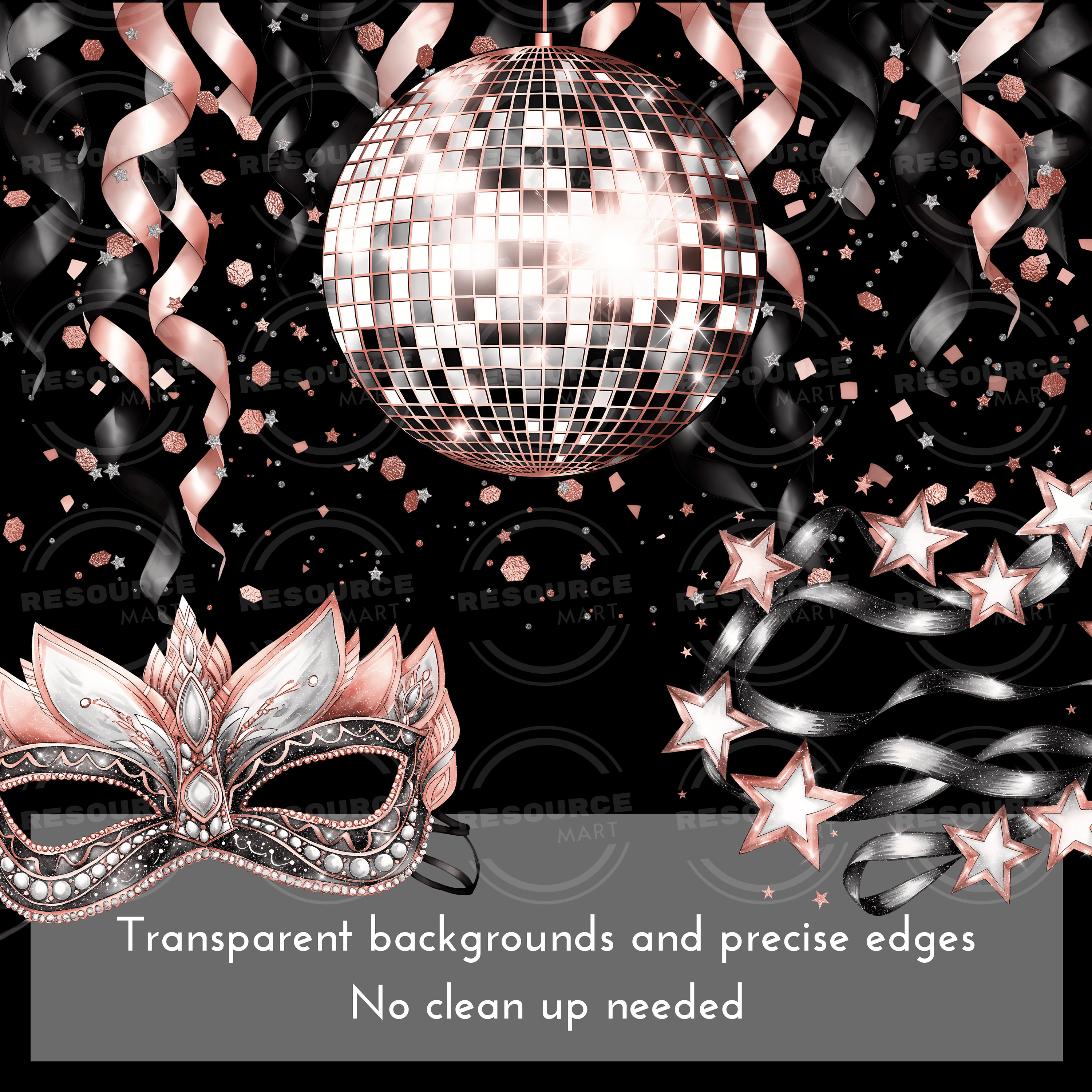 New Year's Eve Clip Art Transparent PNG Black and - Etsy