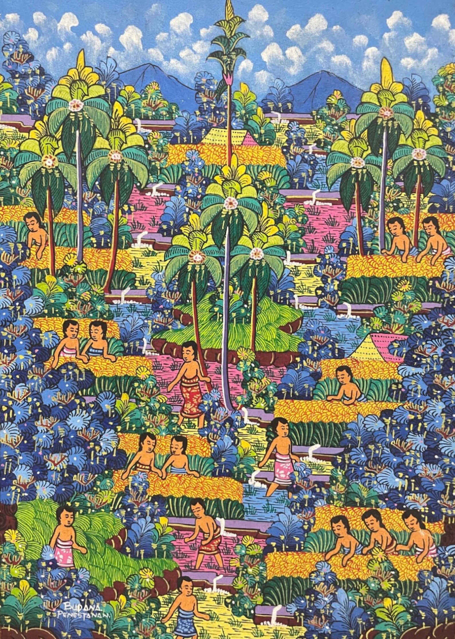 Balinese Life Original Oil Painting, Bali Indonesia Style Painting ...