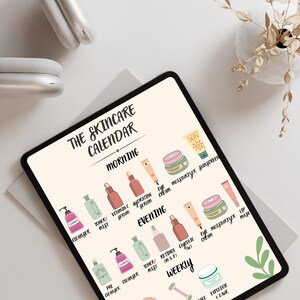 Skincare Routine Calendar Printable Digital Steps Self-care, Colorful ...