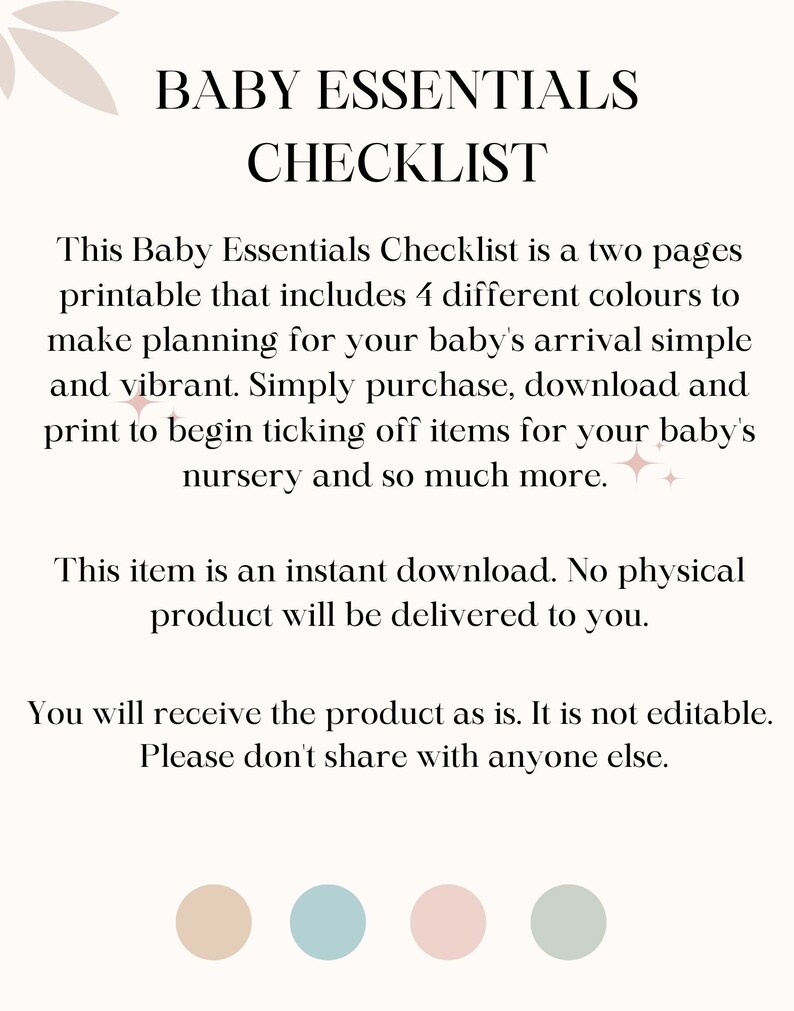 Baby Essentials Checklist Printable, Newborn Checklist, Nursery Checklist, Baby Registry ...