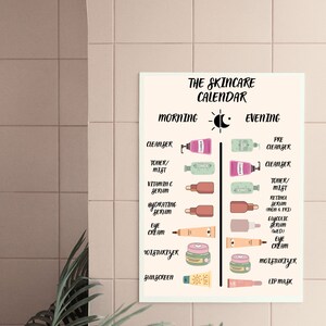 Skincare Routine Calendar Printable Digital Steps Self-care, Colorful ...