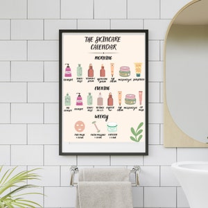 Skincare Routine Calendar Printable Digital Steps Self-care, Colorful ...