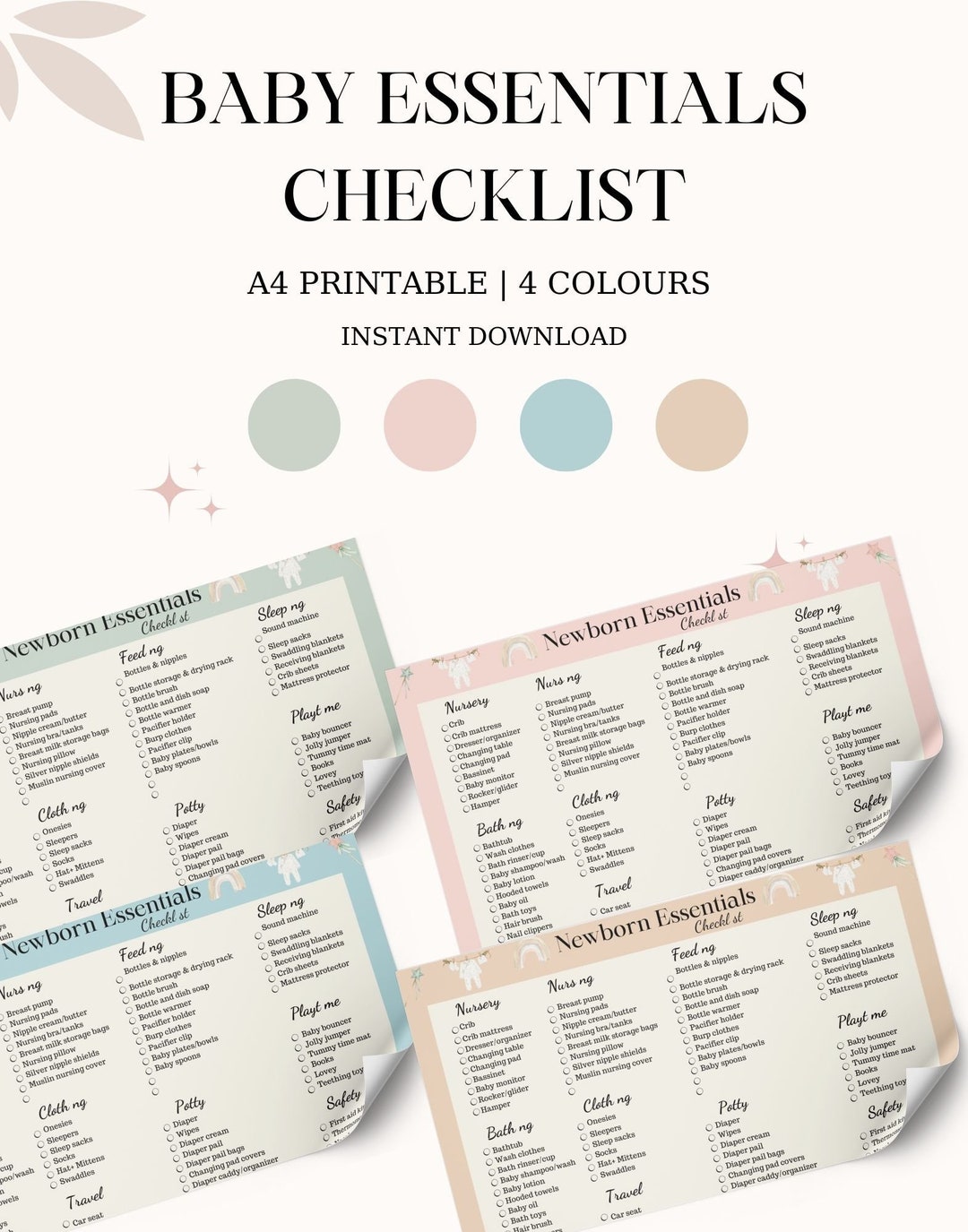 Baby Essentials Checklist Printable, Newborn Checklist, Nursery ...