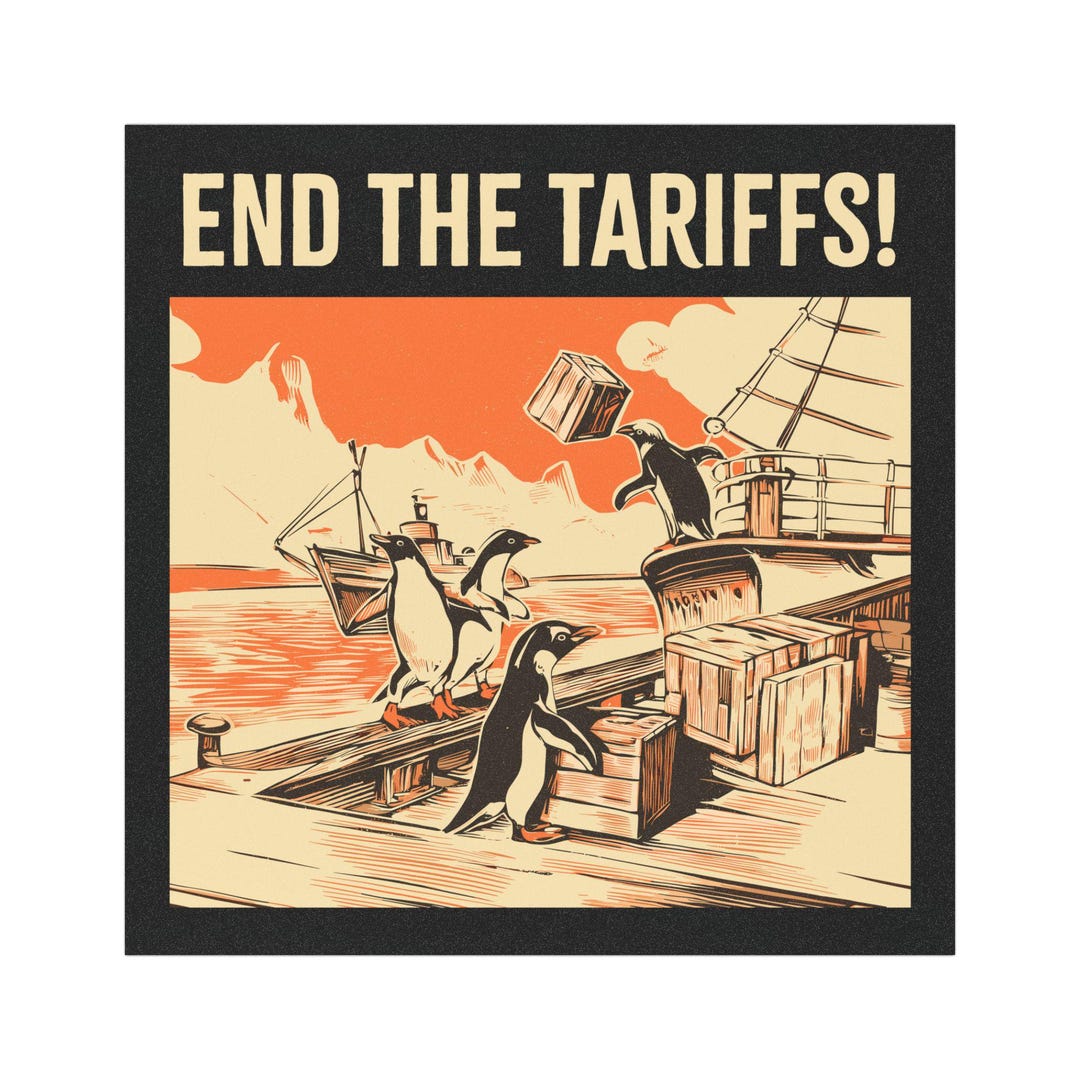 End the Tariffs! Penguin Tea Party Car Magnet, Hilarious Political ...