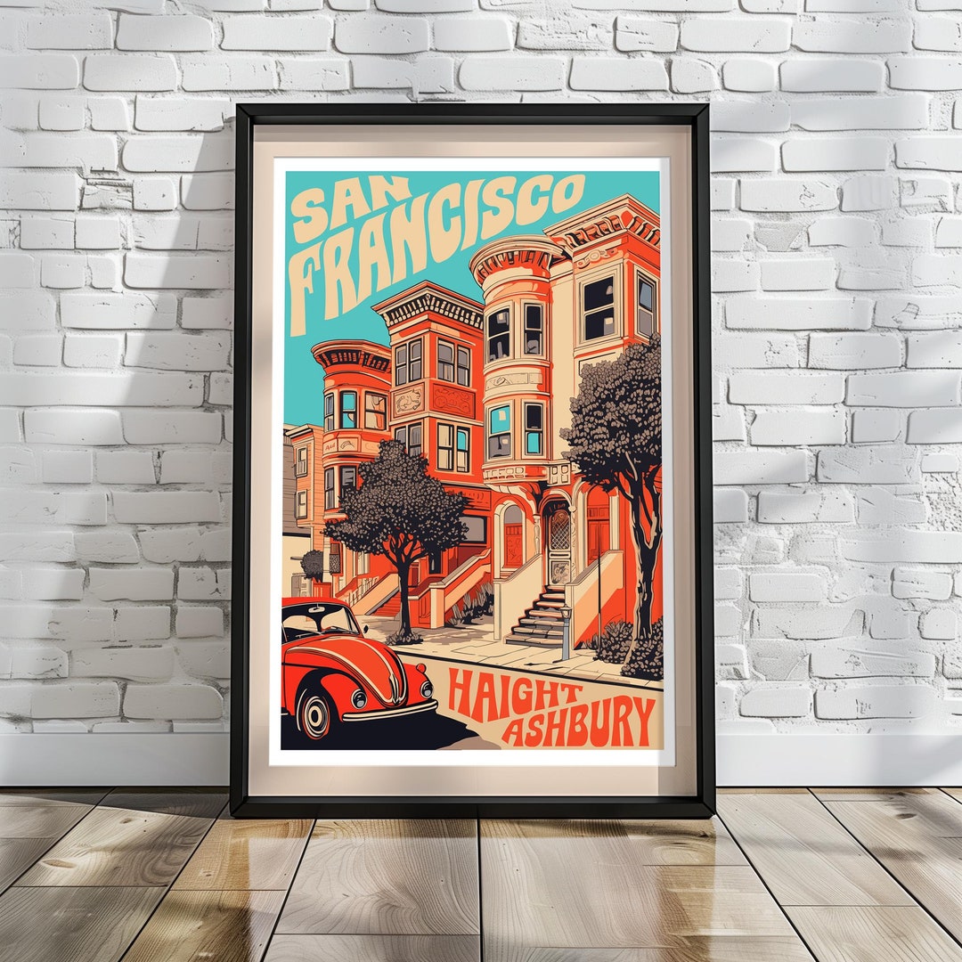 Haight-ashbury Illustrated Poster Print - San Francisco Street Scene ...