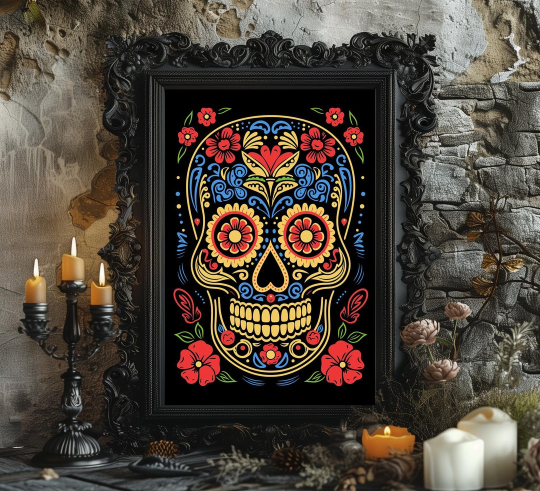 Beautiful Sugar Skull Illustration Print - Dia De Los Muertos - Etsy