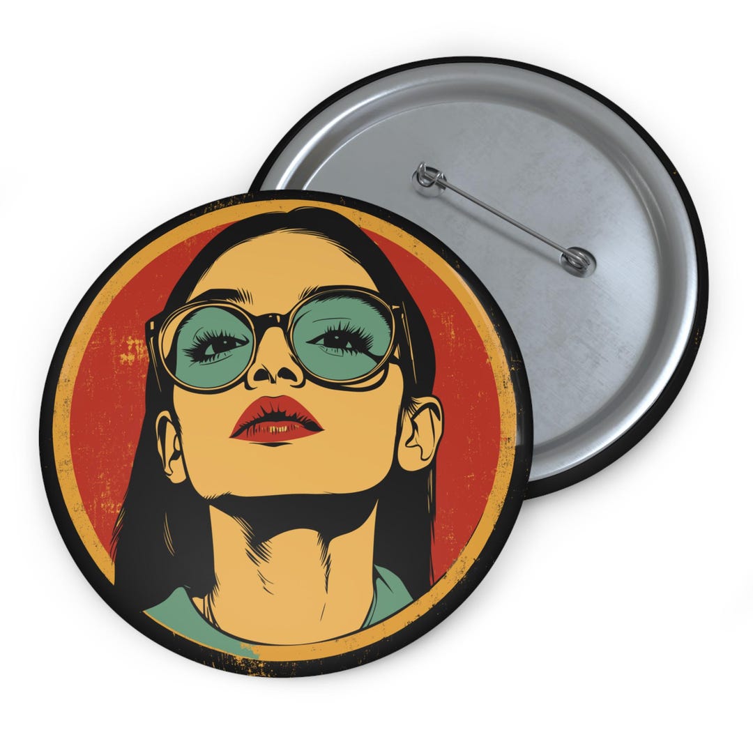 AOC Alexandria Ocasio-cortez Pin Buttons, Illustration of AOC, Portrait ...