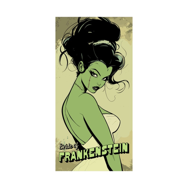 Bride of Frankenstein, Beautiful Comic-style Illustration Print - Etsy
