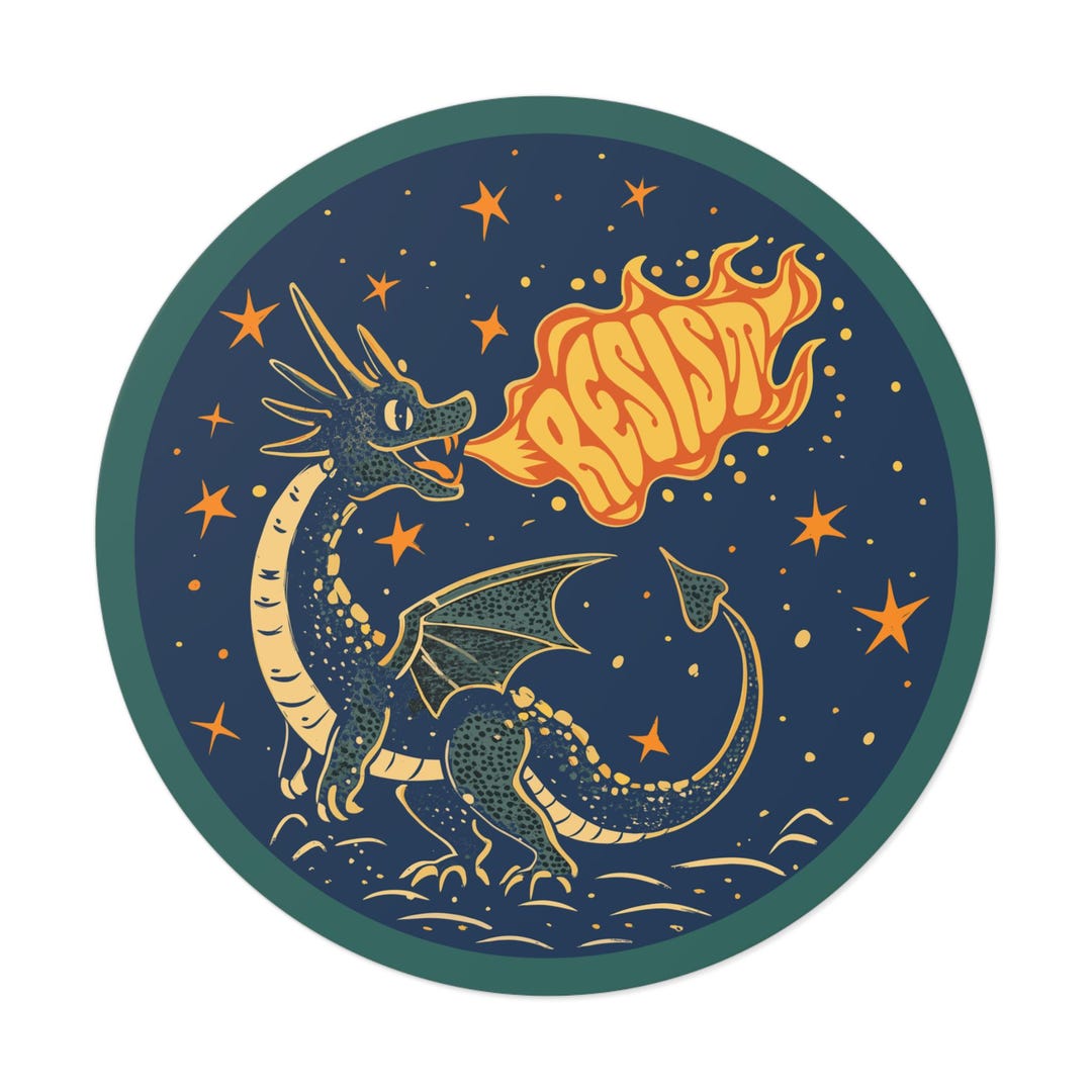 Subtile Resist Dragon Vinyl Sticker, Resist Bumper Sticker, Protest ...