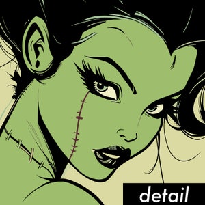 Bride of Frankenstein, Beautiful Comic-style Illustration Print - Etsy