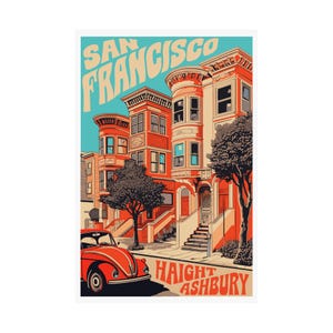 Haight-ashbury Illustrated Poster Print - San Francisco Street Scene ...
