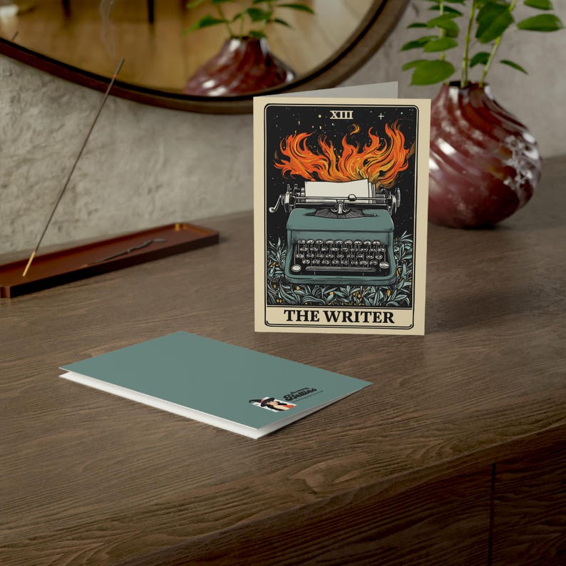 Greeting Card, the Writer - Tarot Card for Writers, Typewriter Flame ...