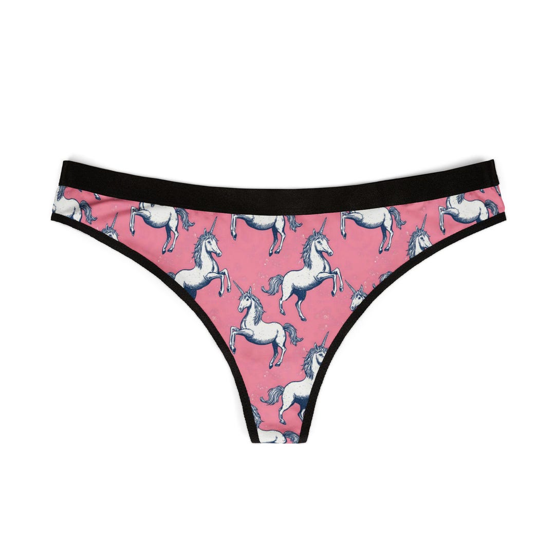 Adorable Unicorn Thong Lingerie - Illustrated Print Women's Fun ...