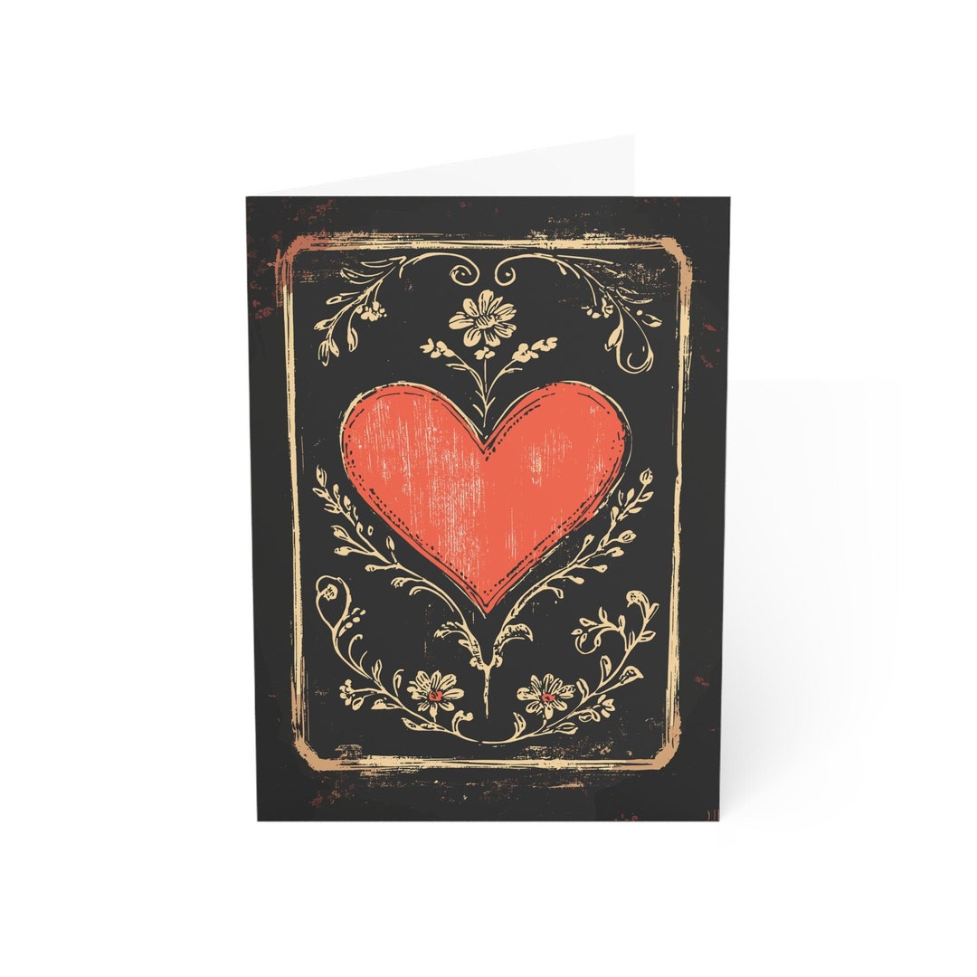 Gothic Victorian Heart Valentine's Day Card, Greeting Cards, Blank ...