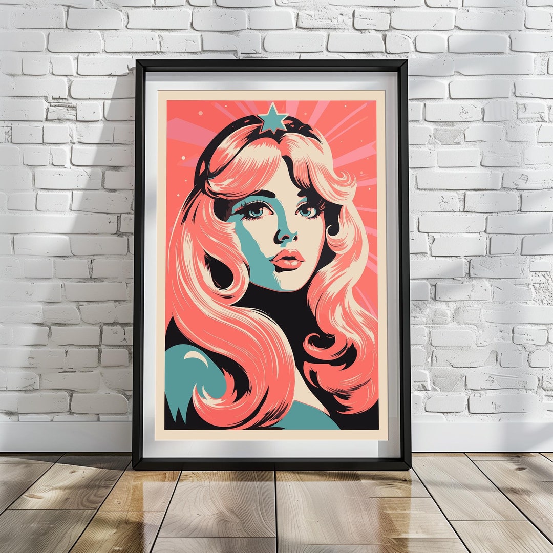 Pop Art Stellar Pink Princess Illustration - Print - Etsy