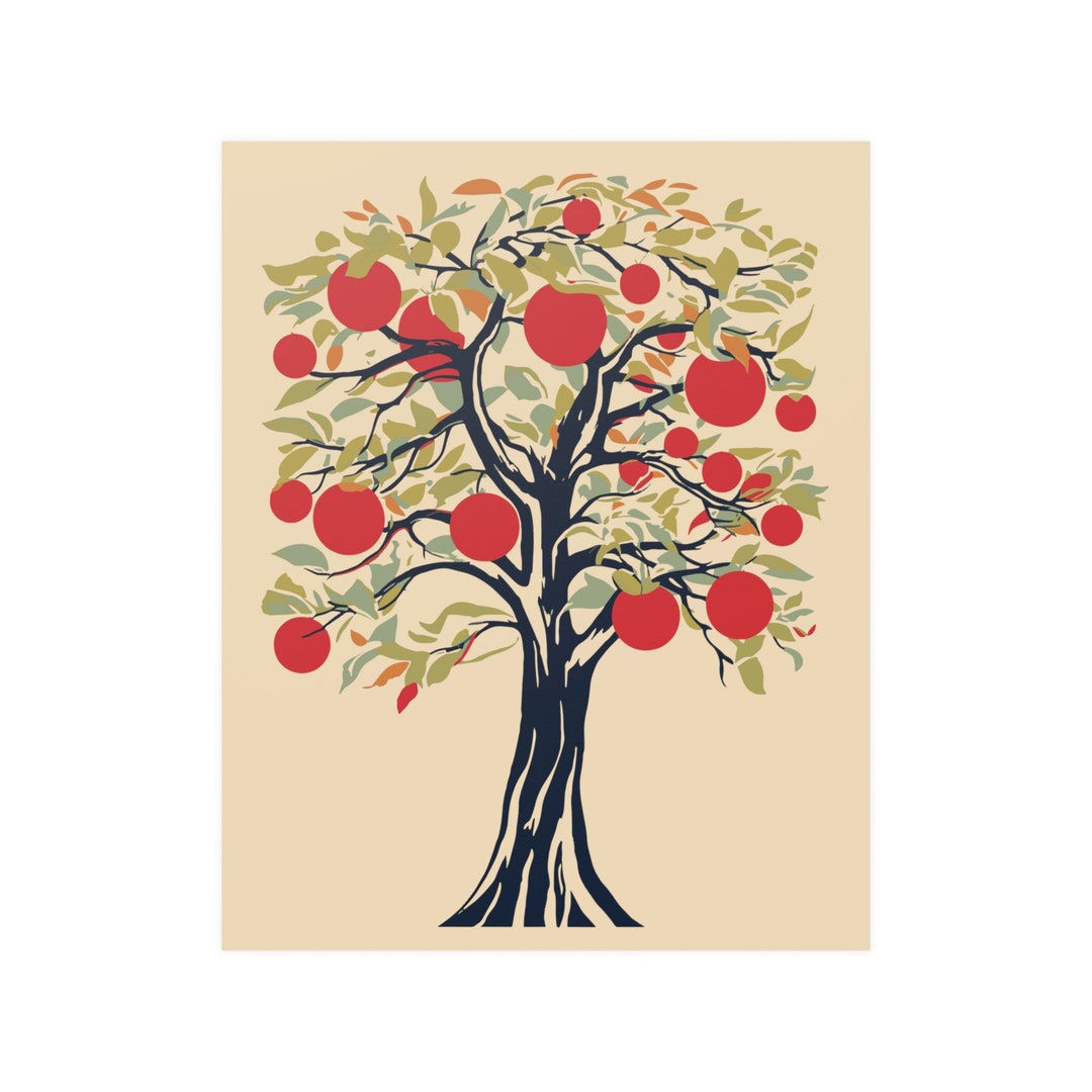 Apple Tree Poster on High Quality Paper - Etsy