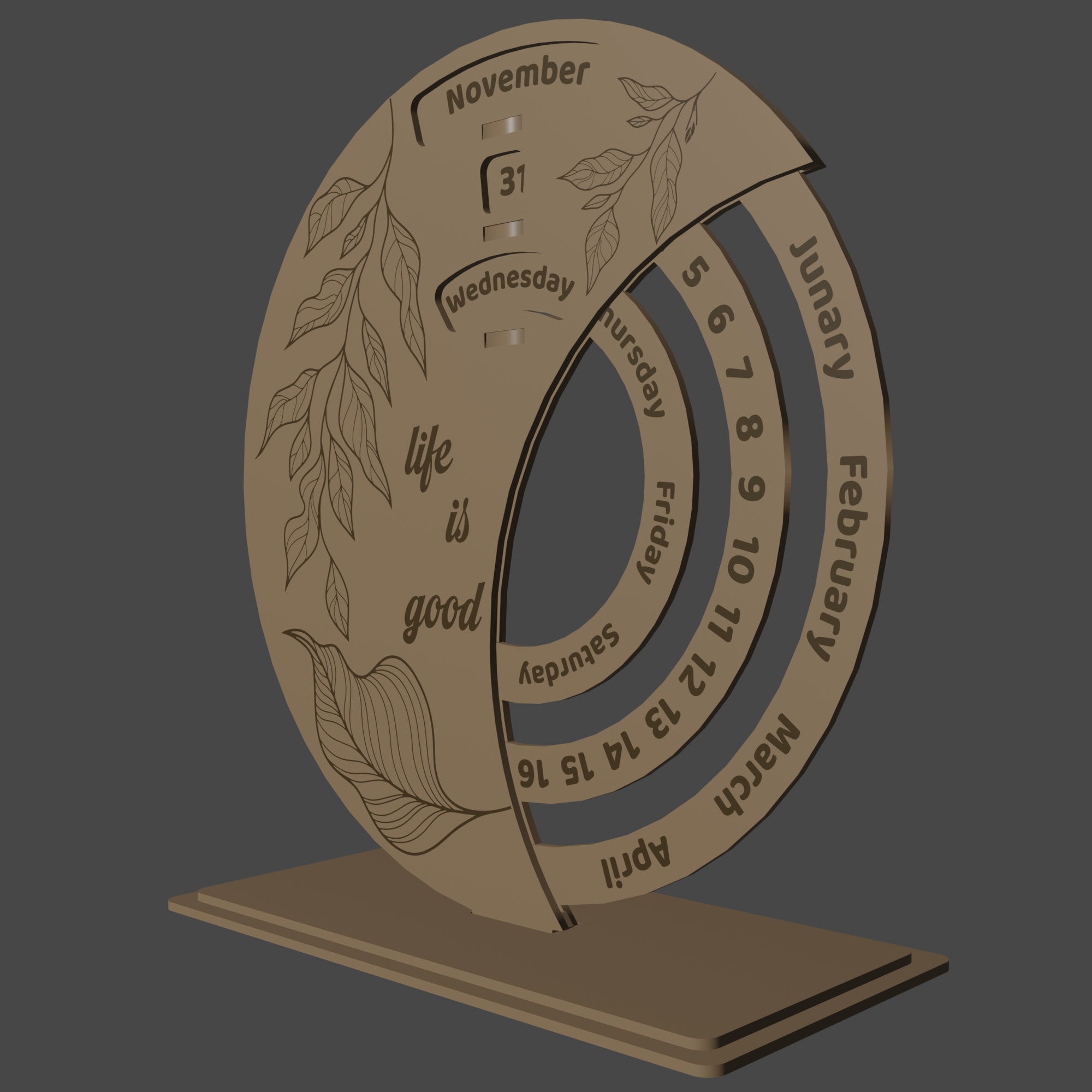 Calendar Laser Cut File, Perpetual Calendar Vector, Vector Files for ...