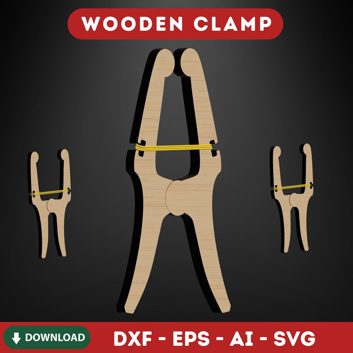 Laser Cut Clamping Clamp, Spring Clamps, Small-medium-large , SVG Laser ...