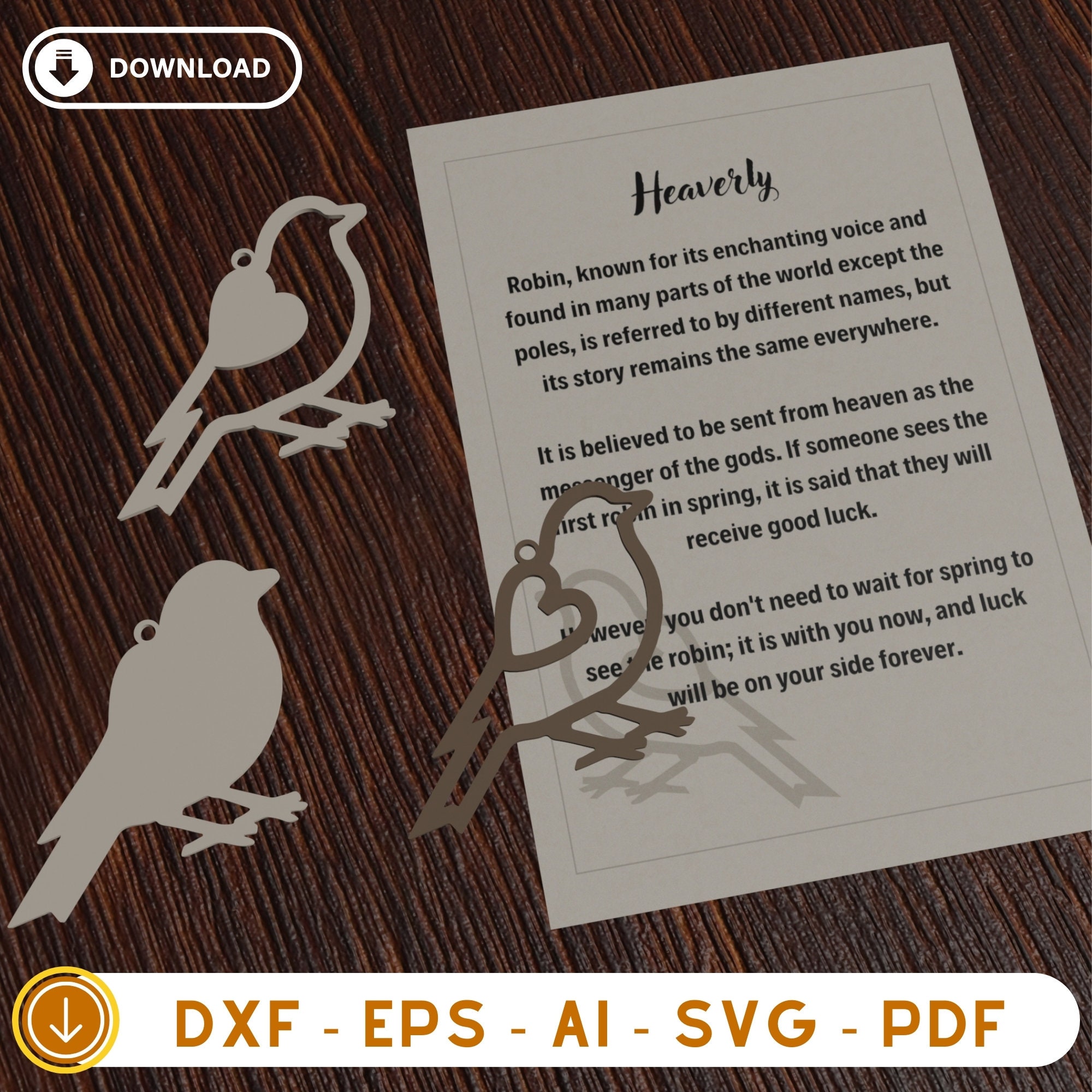 Robin Ornament Gift Laser Cut, Laser Cut Files, Robin Ornament, in ...