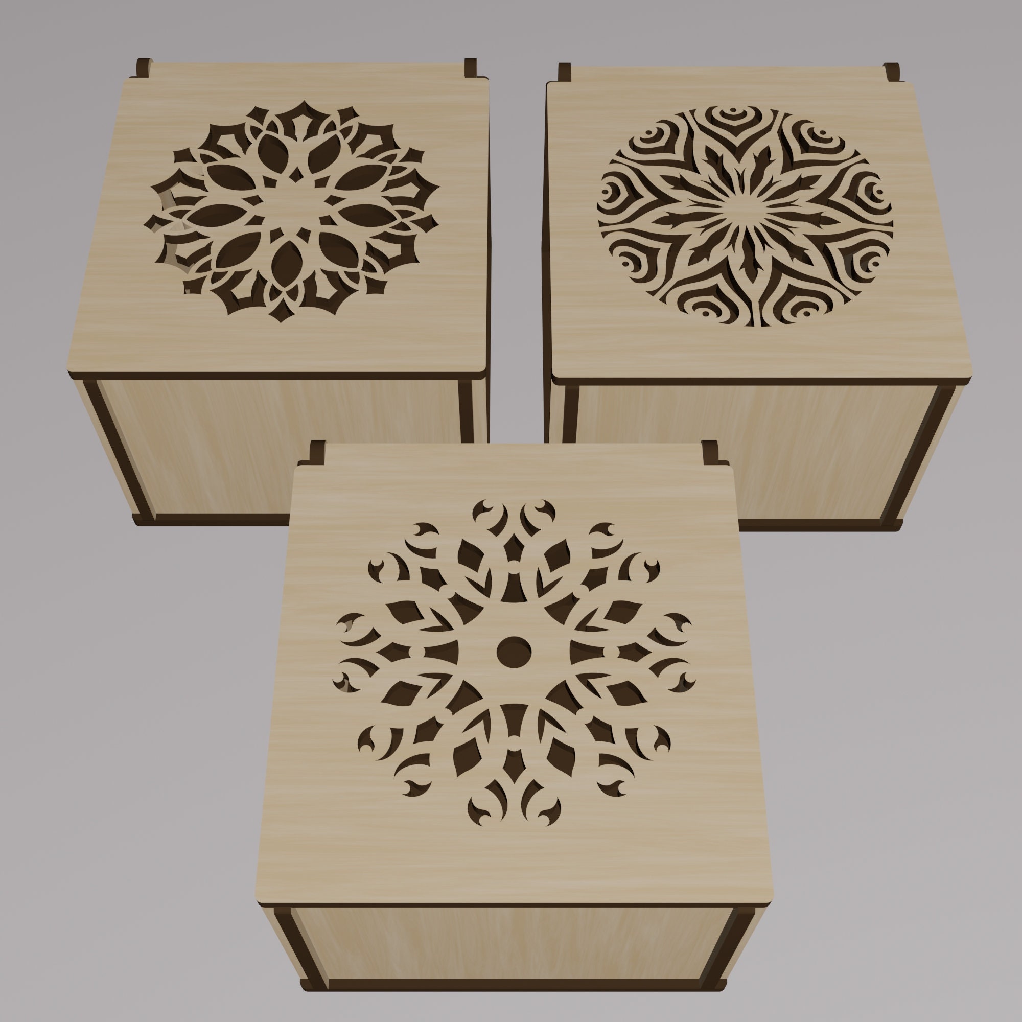 9 Different Pattern Box Laser Cut Files, With Flip up Lid Box, Gift ...