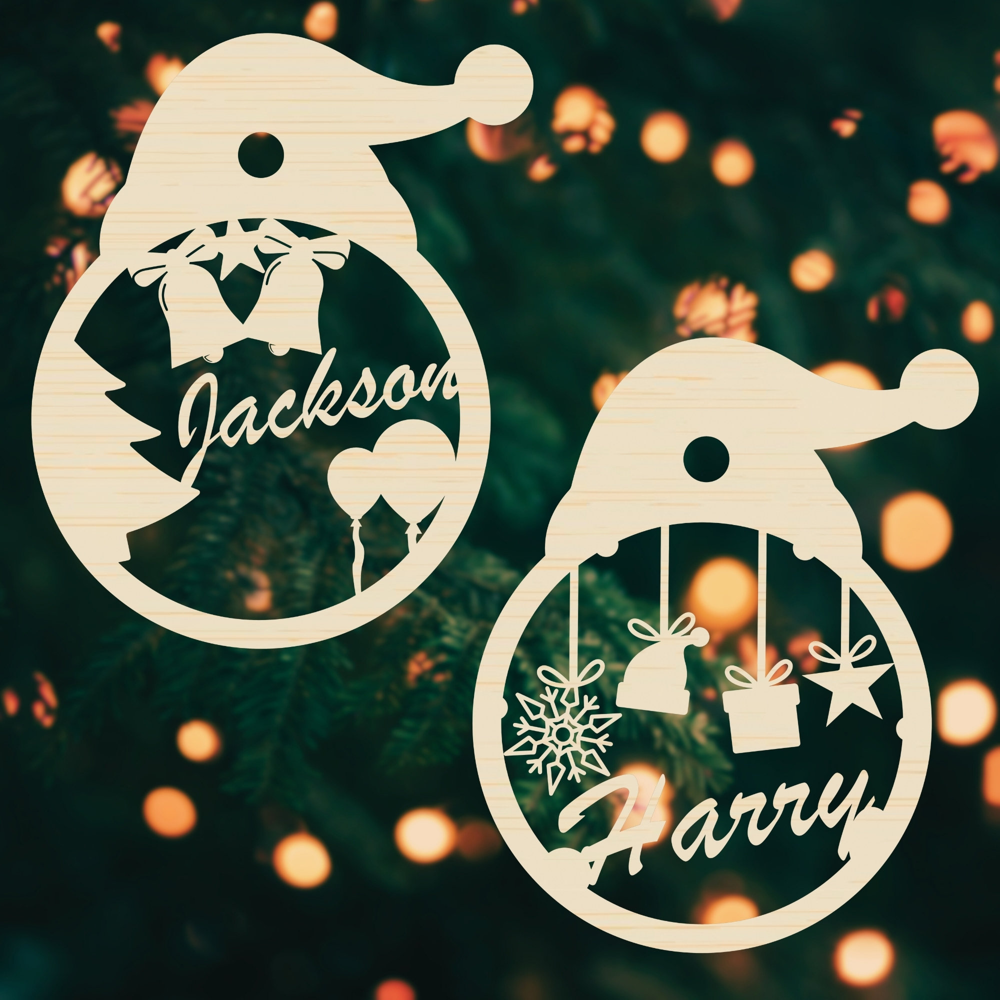 Personalized Christmas Ornament, Laser Cut Fİle, 12 Different Desıgn ...