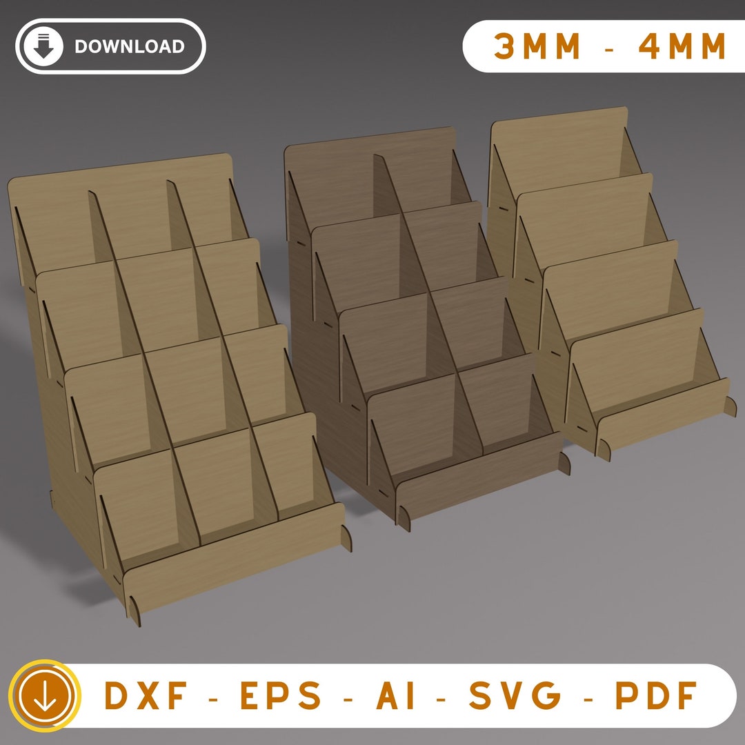 Display Stand Laser Cut Svg Files, 4 Shelf Display Stand Files, Vector ...