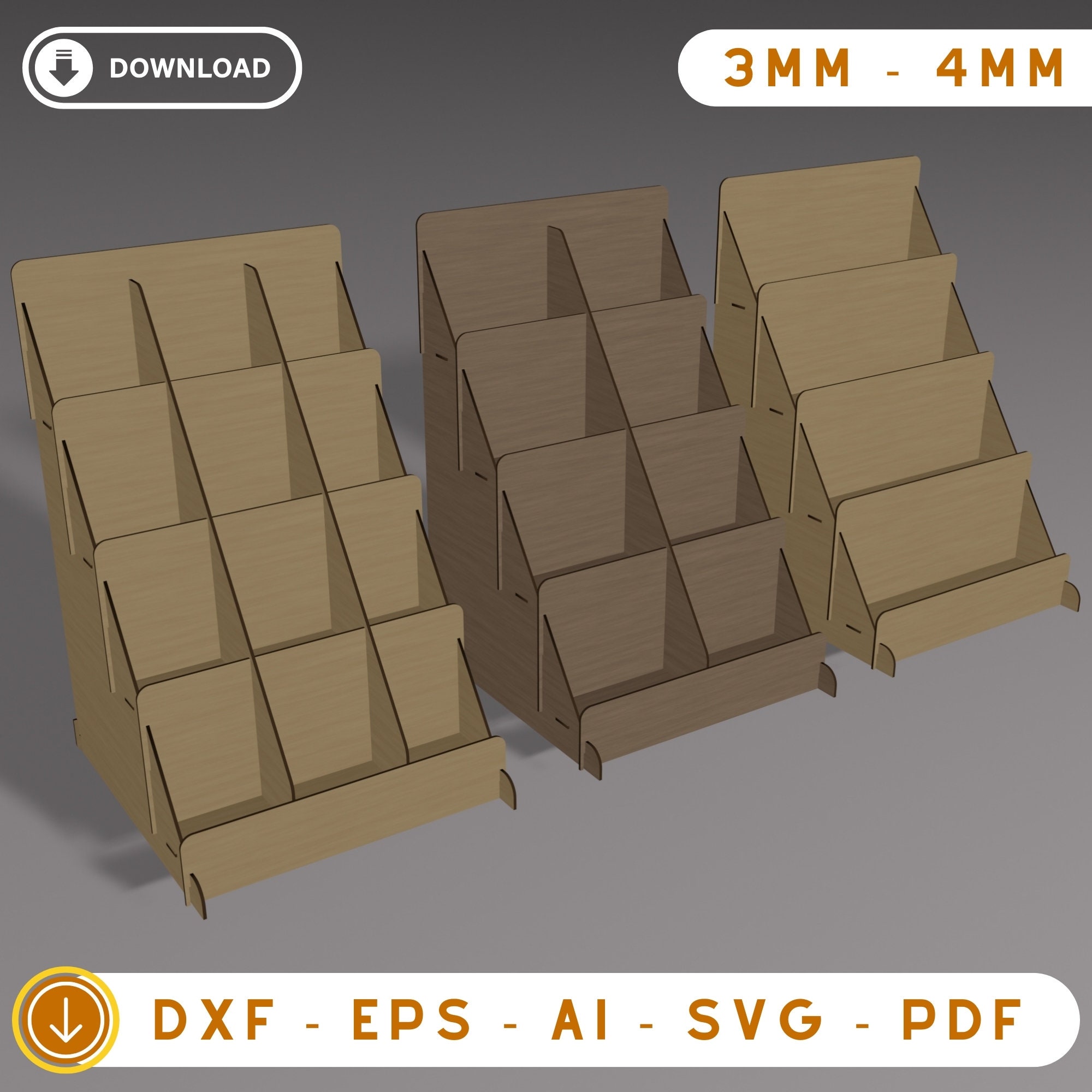 Display Stand Laser Cut Svg Files, 4 Shelf Display Stand Files, Vector ...