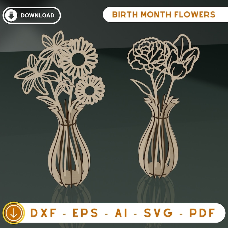 Birth Month Laser Flowers - Etsy