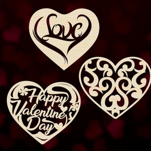 Hearts Valentine's Day Laser Cut, 12 Different Design ,laser Cut File ...